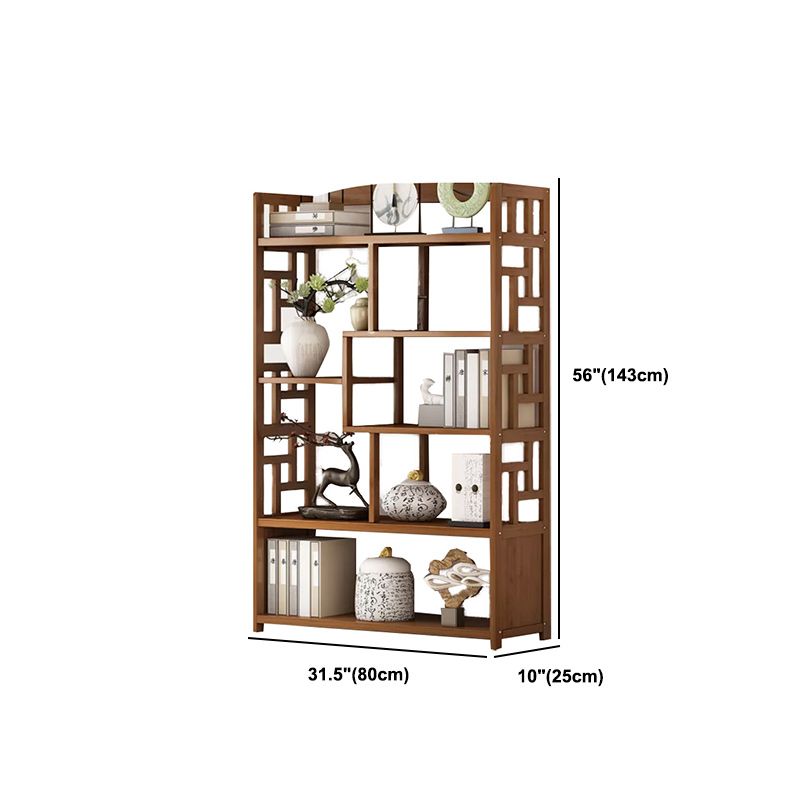 Brown Contemporary Style Standard Bookshelf Solid Bamboo Bookcase for ...