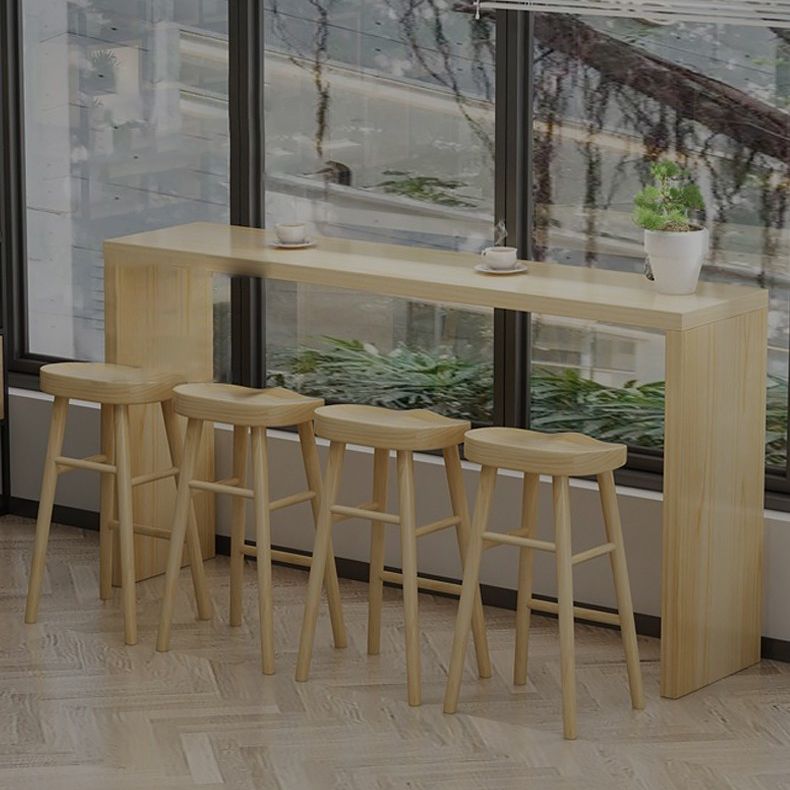 Modern 1/5/9 Pieces Bar Table Set Rectangle Pine Wood Counter Table for ...