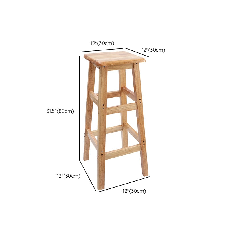 Industrial Wooden Counter Chair Square Backless Solid Wood Round High ...