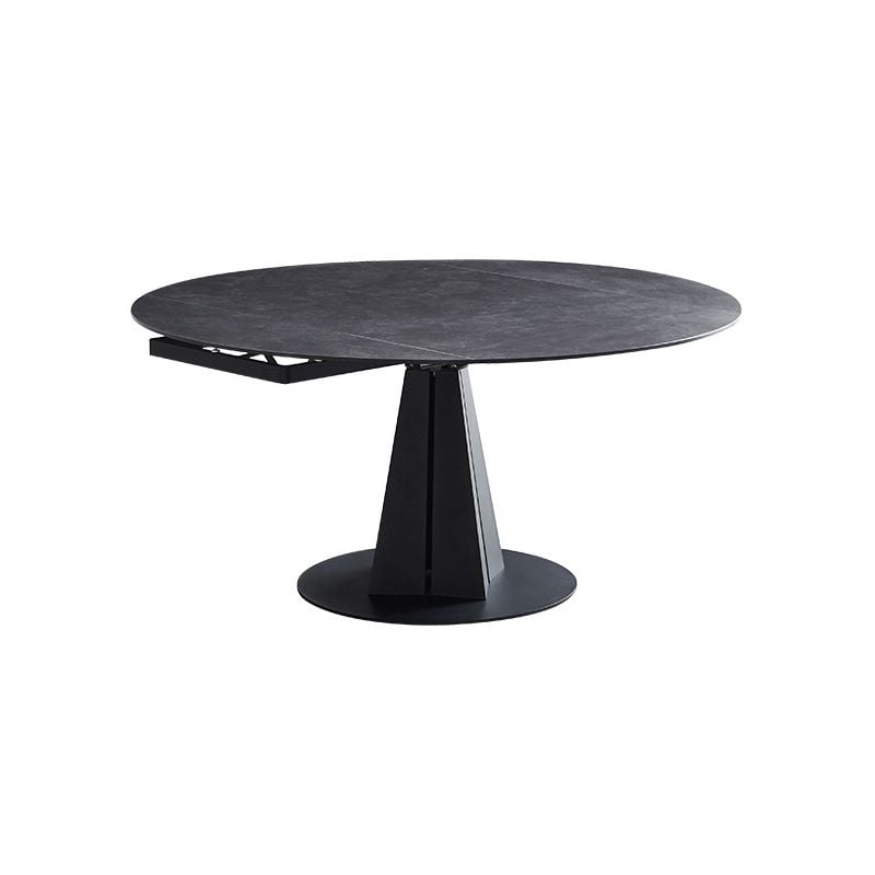Modern Pedestal Casual Dining Table Round Dinner Table with Stainless ...