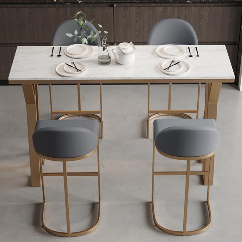 White Rectangle 1/2/3 Pieces Bar Stool and Table Set Indoor Glam Table ...