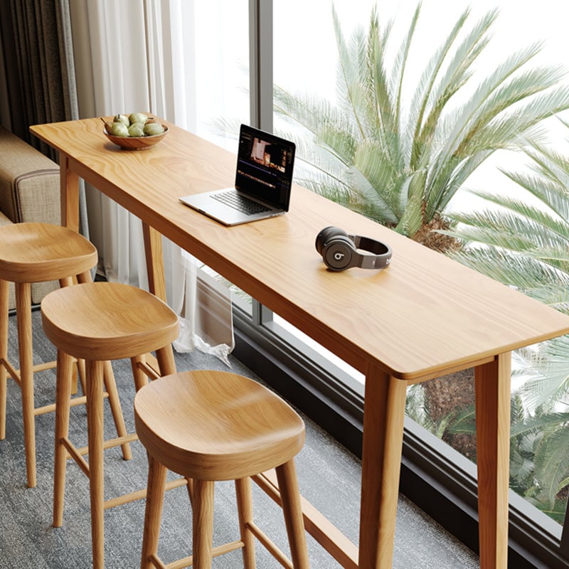 Solid Wood Bar Height Table Natural Rectangle Counter Height Table