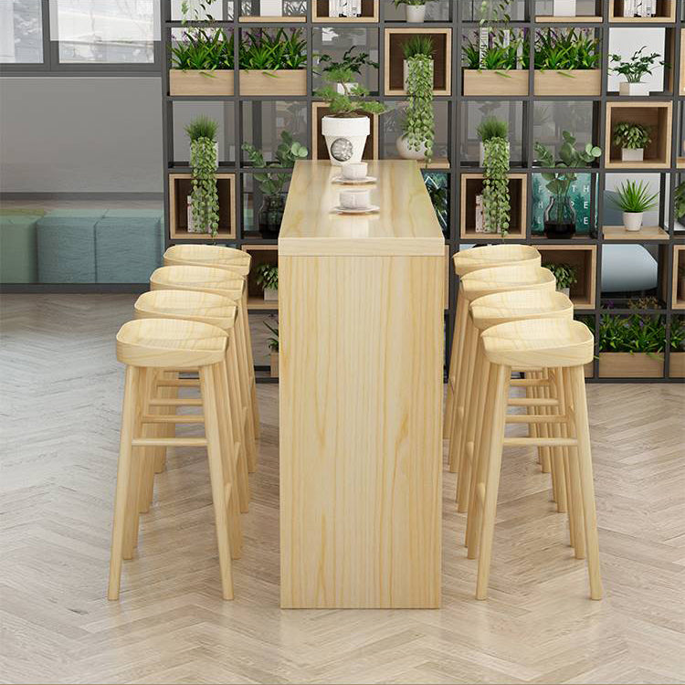 Modern Rectangle Solid Wood Bar Table Set 1/5/9 Pieces Counter Table ...