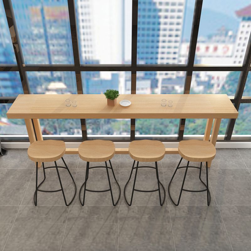 Rectangular Solid Wood Bar Table Set 1/5 Pieces Counter Table with ...