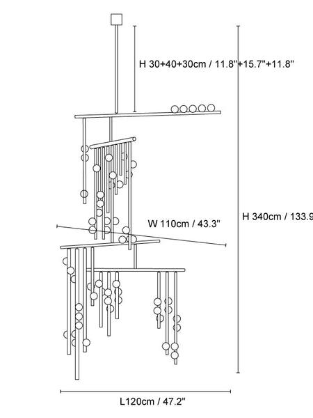 Brass Glass Drop Chandelier