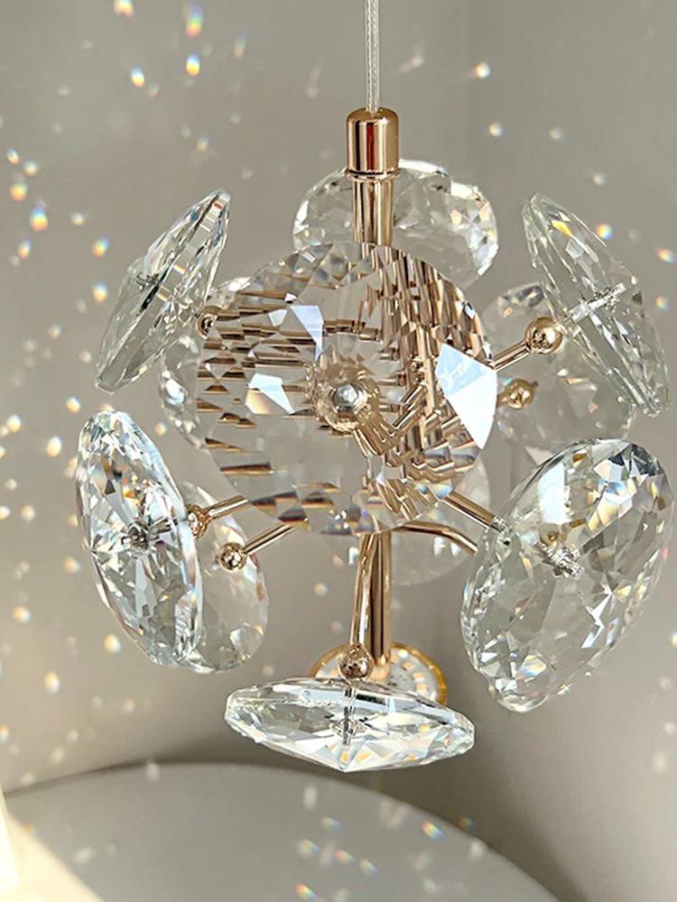 Modern K9 Gold Crystal Bedside Small Flower Pendant light