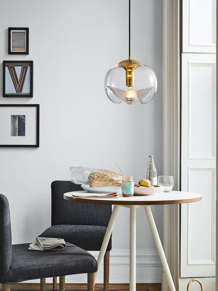 Large Clear Glass Wave Pendant Light